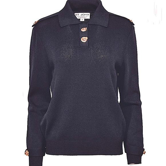 St. John | Sweaters | St John Knit Sweater With Gold Toggle Buttons ...